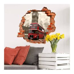 K&L WALL ART K&L Wall Art Wandtattoo 3D Wandtattoo roter Bus Städtereise London Wandsticker Vintage Turm