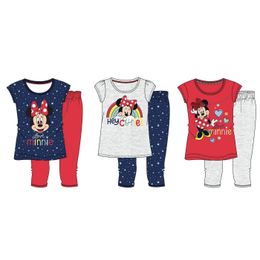 Disney Minnie Mouse Capri-Pyjama 3x MINNIE MOUSE Pyjama Mädchen Schlafanzug Set 3 Stück Kinder 2 3 4 5 6 7 8 9 10 Jahre Gr.98 104 110 116 128