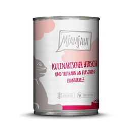 MjAMjAM kulinarischer Hirsch und Truthahn Katzen-Nassfutter ohne Zucker 6x400g