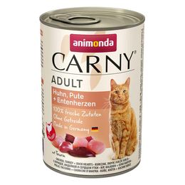 animonda Carny Adult Huhn, Pute und Entenherz Katzen-Nassfutter ohne Getreide 6x400g