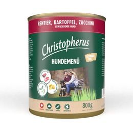 CHRISTOPHERUS Hundemen&uuml; mit Rentier, Kartoffel und Zucchini 12x800g