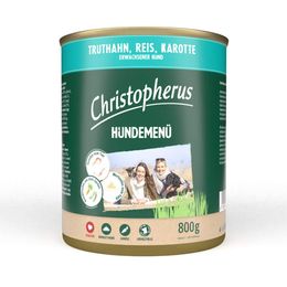 CHRISTOPHERUS Hundemenü mit Truthahn, Reis und Karotte 12x800g
