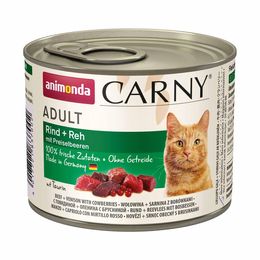 6x200g animonda Carny Adult Rind, Reh und Preiselbeeren