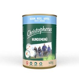 CHRISTOPHERUS Hundemen&uuml; Junior Huhn, Reis und Apfel Hunde-Nassfutter f&uuml;r Welpen und Junghunde 12x400g