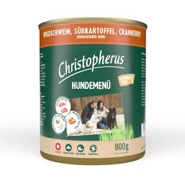 CHRISTOPHERUS Hundemen&uuml; mit Wildschwein, S&uuml;&szlig;kartoffel und Cranberry 6x800g