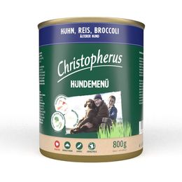 CHRISTOPHERUS Hundemen&uuml; Senior mit Huhn, Reis und Broccoli Hunde-Nassfutter getreidefrei 6x800g