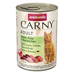 animonda Carny Adult Huhn, Pute und Kaninchen Katzen-Nassfutter hoher Fleischanteil 6x400g