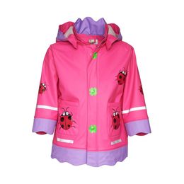 Playshoes Regenmantel 'GL&Uuml;CKSK&Auml;FER' Jungen Gr&ouml;&szlig;e 128 helllila / pink / hellrot