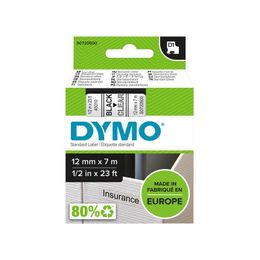 Dymo Original D1-Etikettenband | schwarz auf transparent | 12 mm x 7 m | selbstklebendes Schriftband | für LabelManager-Beschriftungsgerät