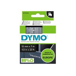 Dymo Original D1-Etikettenband | weiß auf transparent | 12 mm x 7 m | selbstklebendes Schriftband | für LabelManager-Beschriftungsgerät