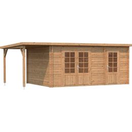 Palmako Gartenhaus Ella, BxT: 614x340 cm, (Set), 13,1+3,9 m², mit Anbaudach, braun