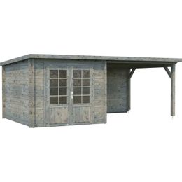 Palmako Gartenhaus Ella, BxT: 554x340 cm, (Set), 6,9+8,2 m², mit Anbaudach, grau