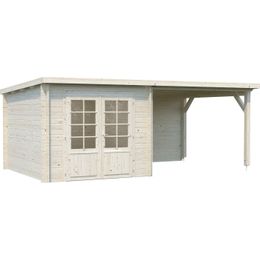 Palmako Gartenhaus Ella, BxT: 554x340 cm, (Set), 6,9+8,2 m², mit Anbaudach, weiß