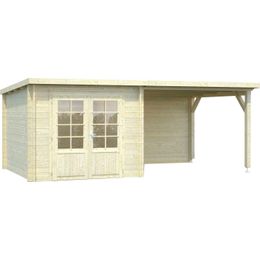 Palmako Gartenhaus Ella, BxT: 554x340 cm, (Set), 6,9+8,2 m², mit Anbaudach, beige