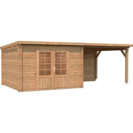 Palmako Gartenhaus Ella, BxT: 614x340 cm, (Set), 8,7+8,2 m², mit Anbaudach, braun