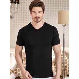 Berrak Collection Unterhemd Kurzarm V-Ausschnitt Herren Business Shirt Schwarz