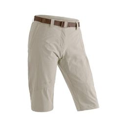 Maier Sports Caprihose Kluane Damen Shorts, kurze Wanderhose, Outdoorhose mit 2 Taschen, Regular Fit, beige