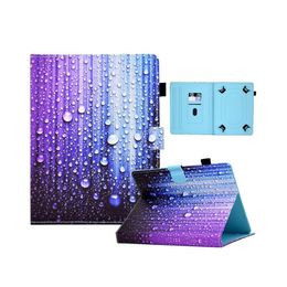 Wigento Tablet-Hülle Kunstleder Tablet Cover Tasche Wassertropfen für Huawei MediaPad T5 Blau Hülle Case Etui