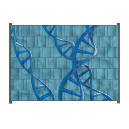 Wallario Sichtschutzstreifen DNA-Strang in blau auf türkisem Hintergrund