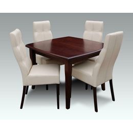 JVmoebel Essgruppe, Luxus Esszimmer Set Garnitur 5tlg Braun Holz Möbel 4x Stuhl