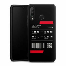 DeinDesign Handyhülle Fanartikel Flugticket Eintracht Frankfurt, Huawei P30 Lite Silikon Hülle Premium Case Handy Schutzhülle, schwarz