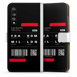 DeinDesign Handyhülle Fanartikel Flugticket Eintracht Frankfurt, Huawei P20 Pro Hülle Handy Flip Case Wallet Cover Handytasche Leder, weiß