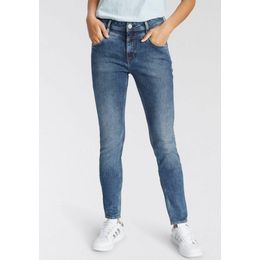 Herrlicher Slim-fit-Jeans PEPPY SLIM RECYCLED DENIM Normal Waist Recycled Polyester, blau