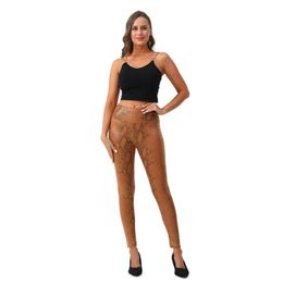 cofi1453 Leggings Damen Lederhose Leggings Lederimität Jeggings Hohe Taille Leder Strumpfhose Design