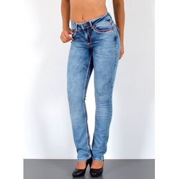 ESRA Straight-Jeans G1200 High Waist Straight Fit Jeans Damen mit dicker Naht