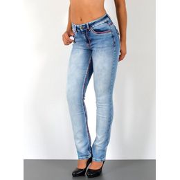 ESRA Straight-Jeans G1200 High Waist Straight Fit Jeans Damen mit dicker Naht