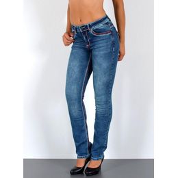 ESRA Straight-Jeans G1200 High Waist Straight Fit Jeans Damen mit dicker Naht