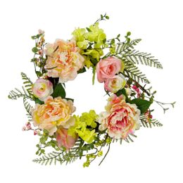 Kunstkranz Rosen, Päonien, Hortensien, my home, Höhe 33 cm, Künstlicher Kranz, Girlande, Kunstblumen, rosa