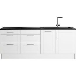Optifit Küche Ahus, 225 cm breit, ohne E-Geräte, Soft Close Funktion, MDF Fronten, schwarz|weiß