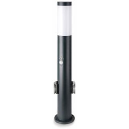 V-TAC Poller-Außenleuchte VT-838, IP44, E27, Edelstahl, PIR-Sensor. Steckdose, 600mm, VT-8976, grau