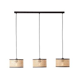 Brilliant Lampe, Wiley Pendelleuchte 3flg schwarz/holzfarbend, 3x A60, E27, 60W, Kabel k&uuml;rzbar / in der H&ouml;he einstellbar
