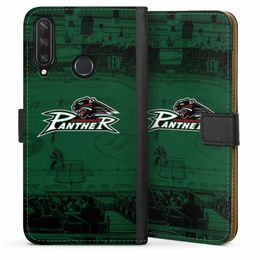 DeinDesign Handyhülle Logo Augsburger Panther Offizielles Lizenzprodukt, Huawei Y6p Hülle Handy Flip Case Wallet Cover Handytasche Leder, schwarz