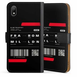 DeinDesign Handyhülle Fanartikel Flugticket Eintracht Frankfurt, Huawei Y5 (2019) Hülle Handy Flip Case Wallet Cover Handytasche Leder, schwarz