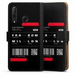 DeinDesign Handyhülle Fanartikel Flugticket Eintracht Frankfurt, Huawei Honor 20 Lite Hülle Handy Flip Case Wallet Cover, schwarz