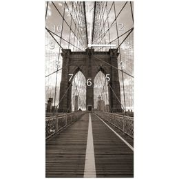 Wallario Wanduhr Brooklyn Bridge in New York (Uhr aus Acryl), schwarz, mit weißen Zeigern