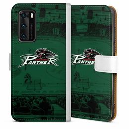 DeinDesign Handyhülle Logo Augsburger Panther Offizielles Lizenzprodukt, Huawei P40 Hülle Handy Flip Case Wallet Cover Handytasche Leder, weiß