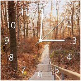 Wallario Wanduhr Weg in den Sonnenuntergang (Aluverbunduhr), braun, mit weißen Zeigern