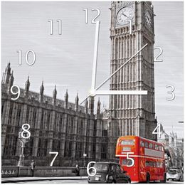 Wallario Wanduhr London Red Bus (Aluverbunduhr), mit weißen Zeigern