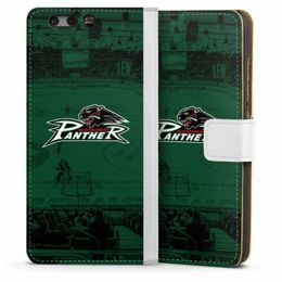 DeinDesign Handyhülle Logo Augsburger Panther Offizielles Lizenzprodukt, Huawei P10 Hülle Handy Flip Case Wallet Cover Handytasche Leder, weiß