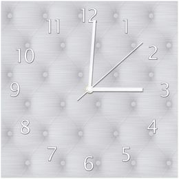 Wallario Wanduhr Weiße Ledertür (Aluverbunduhr), mit weißen Zeigern