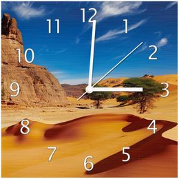 Wallario Wanduhr In der Wüste Sahara (Aluverbunduhr), blau, mit weißen Zeigern