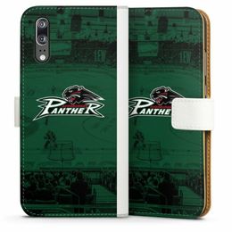 DeinDesign Handyhülle Logo Augsburger Panther Offizielles Lizenzprodukt, Huawei P20 Hülle Handy Flip Case Wallet Cover Handytasche Leder, weiß
