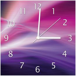 Wallario Wanduhr Abstrakte Formen und Linien in pink lila (Aluverbunduhr), mit weißen Zeigern