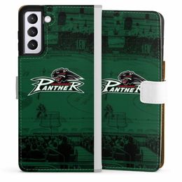 DeinDesign Handyhülle Logo Augsburger Panther Offizielles Lizenzprodukt, Samsung Galaxy S21+ 5G Hülle Handy Flip Case Wallet Cover, weiß