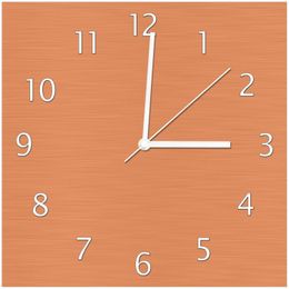 Wallario Wanduhr Pastellorange (Aluverbunduhr), mit weißen Zeigern