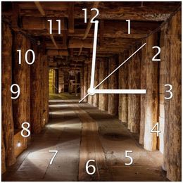Wallario Wanduhr Alter Tunnel in einer Salzmine in Polen (Aluverbunduhr), schwarz, mit weißen Zeigern